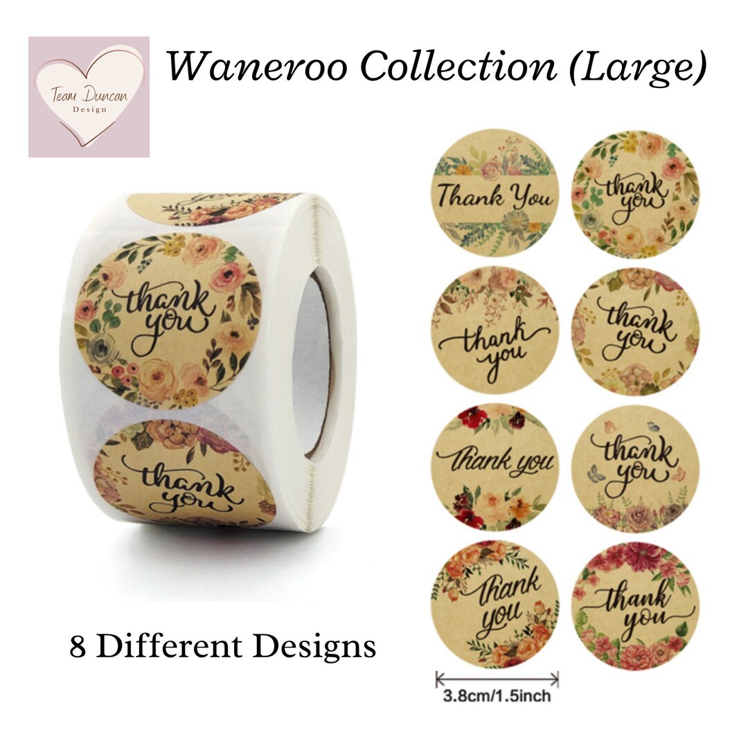 38mm Thank You Stickers Round Labels Waneroo Collection Large Parcel ...