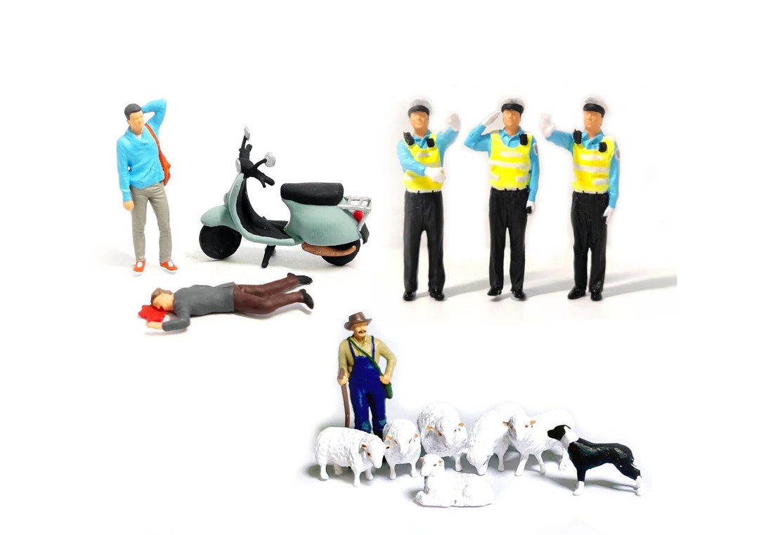 Miniature Figures Scenes. 1:64 Scale. Traffic Police, Moped Accident ...