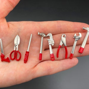 Miniature Handheld Tools and Toolbox. Dollhouse DIY Accessories. Scale ...