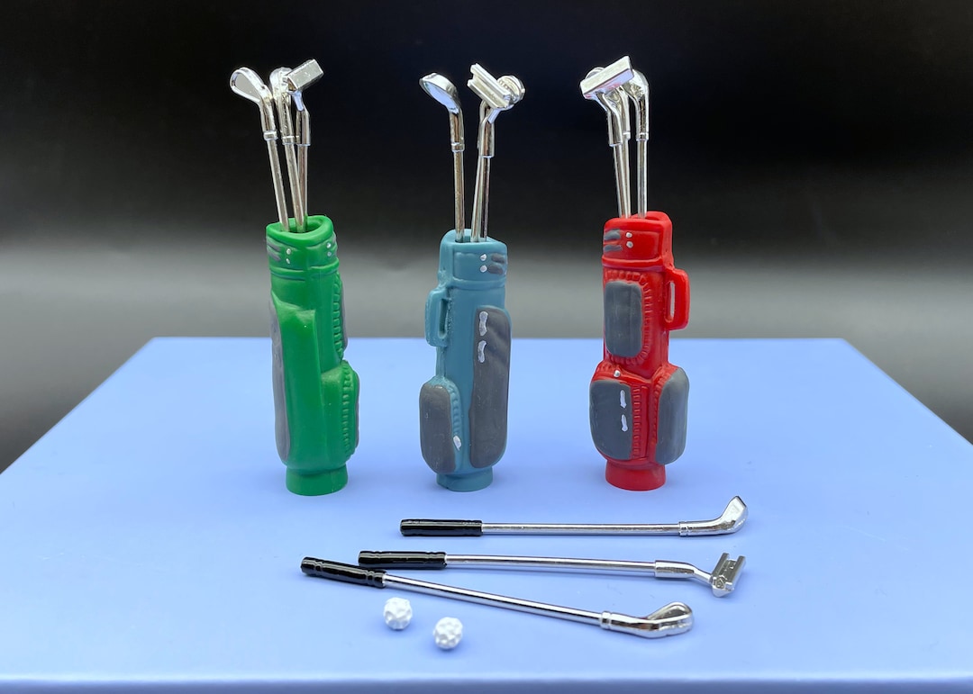 Miniature Golf Bag With Golf Clubs. Blue, Red or Green. 1:12 Scale ...