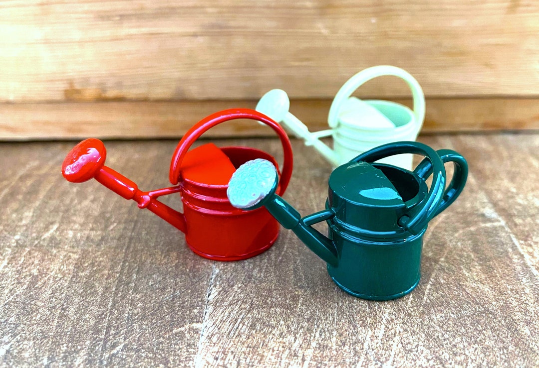 Miniature Watering Can. Choose Colour. Red Green Yellow. Dollhouse ...