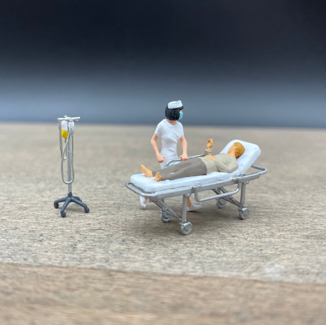 Nurse With Patient on Stretcher and IV. Miniature 1:64 Scale Model - Etsy