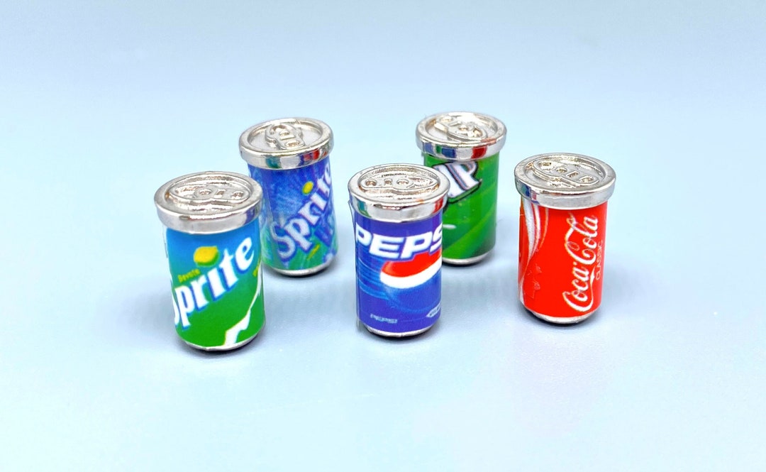 Miniature 5 Cans of Soda. 7 up Pepsi Coca-cola Sprite. Kitchen Drink ...