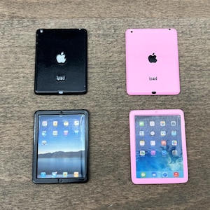 Miniature Apple iPad Black or Pink Mini Tablet. Dollhouse Accessory. 1: ...