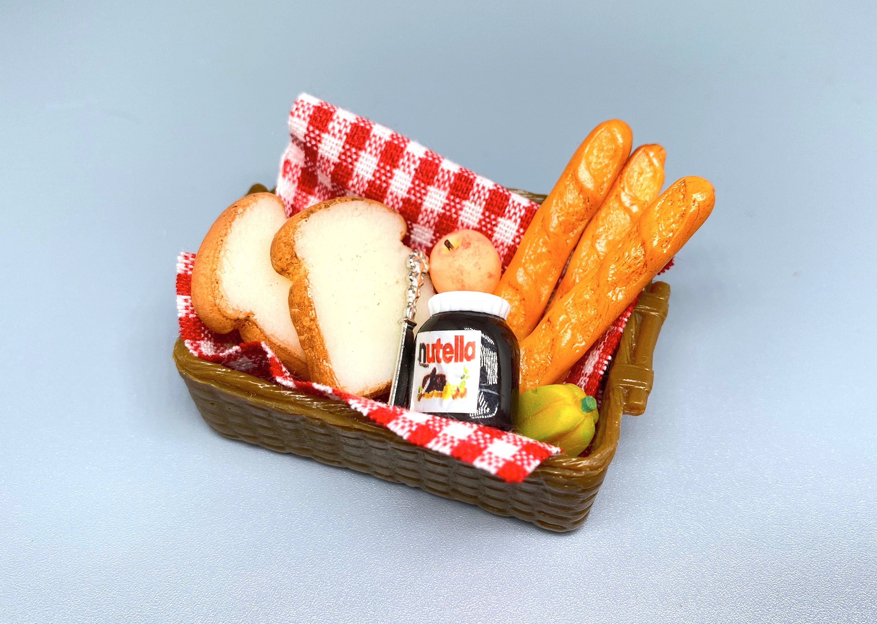 Miniature Food Baskets. Bread Nutella Fruit Jam. Picnic Dollhouse ...