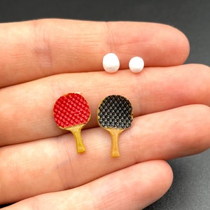 2 Ping Pong Racket and 2 Balls. Miniature Dollhouse Accessories. Game ...