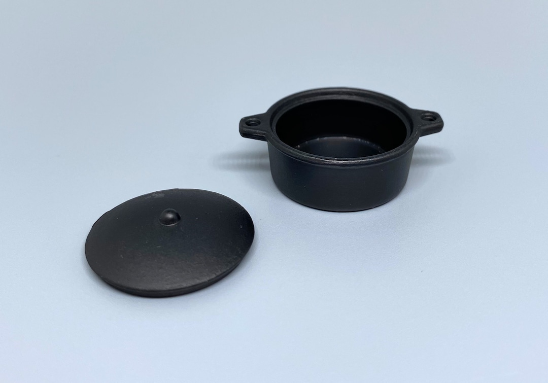 Miniature Cast Iron Pot. Black Kitchen Cookware. Dollhouse Accessory. 1 ...