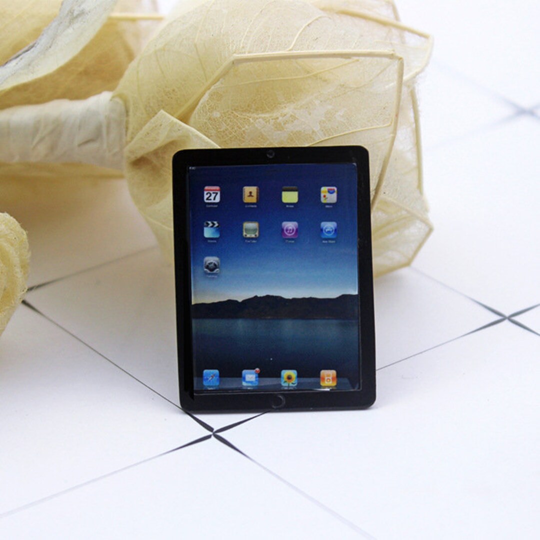 Miniature Apple iPad Black Mini Tablet. Cute Dollhouse Accessories 1:6 ...