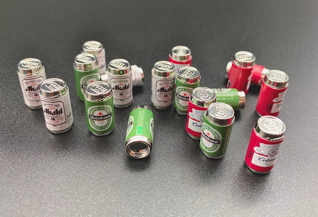 Miniature Beer. 6 Cans of Beers. Kitchen Drink Dollhouse Accessories 1: ...