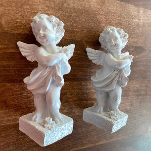 Two Miniature Cherubs Angel Statues. Handmade Dollhouse Garden ...