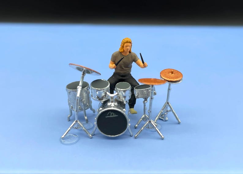 Miniature Drummer and Drum Kit. 8 Pieces. 1:64 Scale Model Figure - Etsy