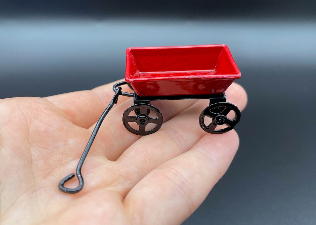 Miniature Trolley. Red Pull Wagon. Cute Dollhouse Accessories. Scale 1: ...