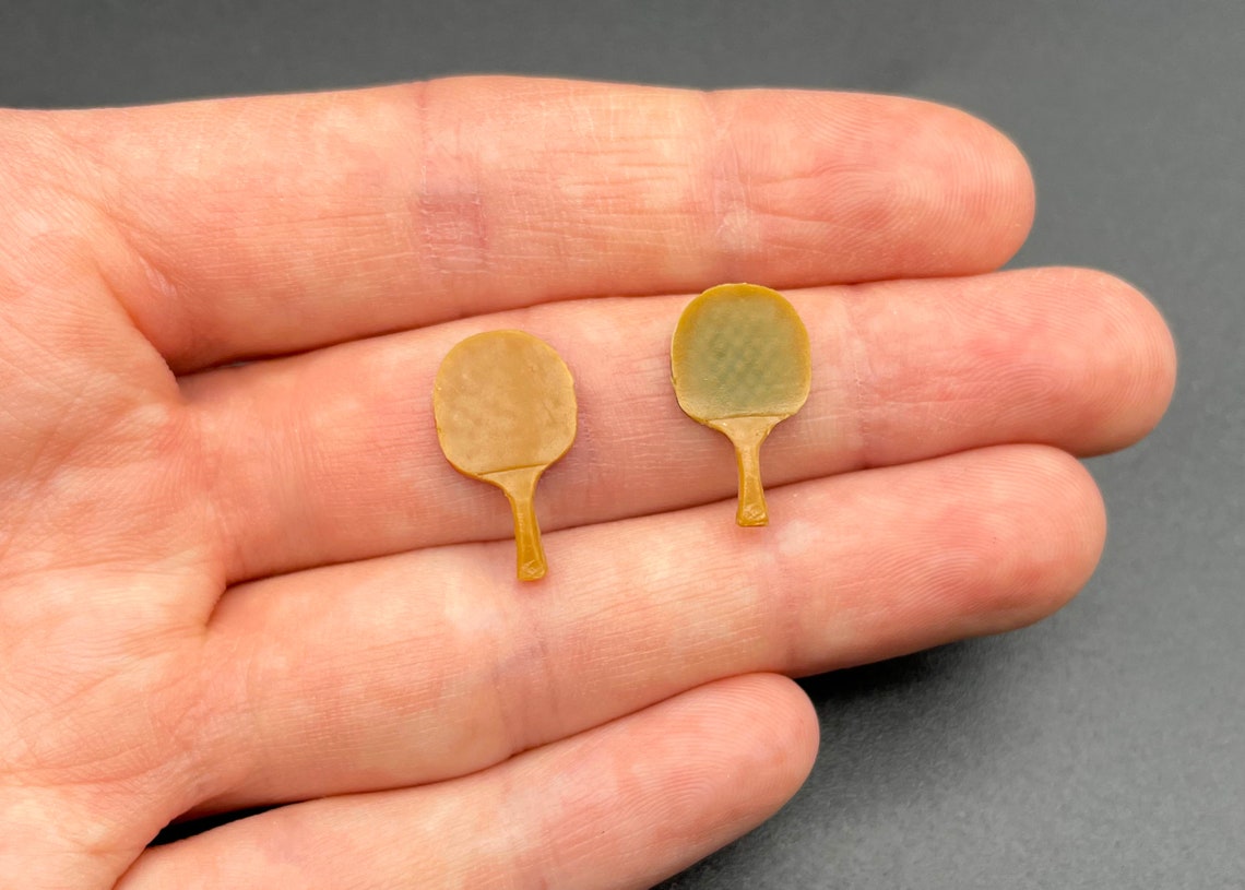 2 Ping Pong Racket and 2 Balls. Miniature Dollhouse Accessories. Game ...