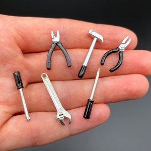 Miniature Handheld Tools and Toolbox. Dollhouse DIY Accessories. Scale ...