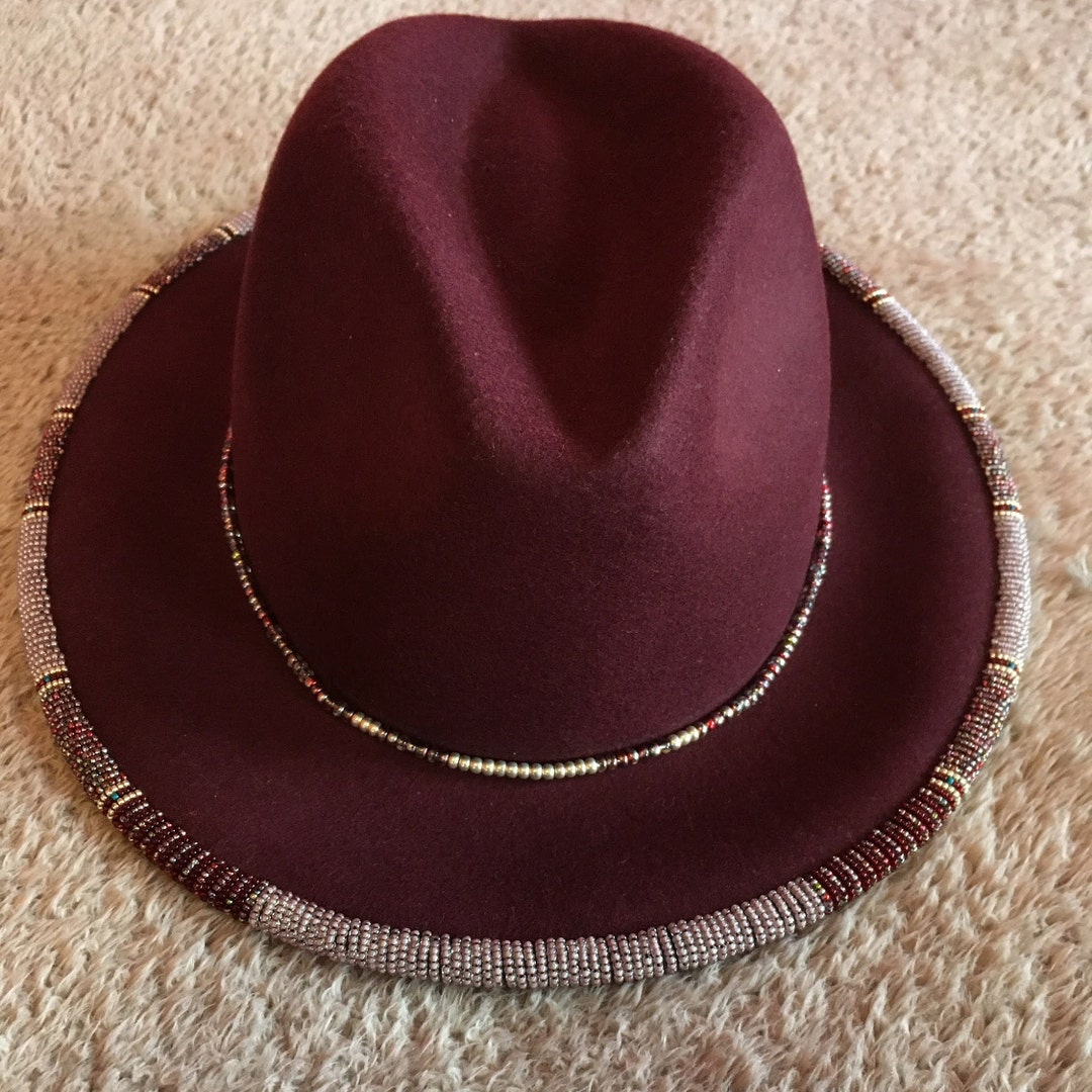 Beaded Fedora - 100% Italian Wool Hat - Etsy