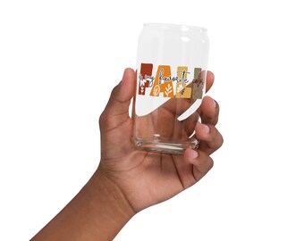 Fall Floral Glass Can Cup, Iced Coffee Cup, Smoothie Glass, Fall Cup ...