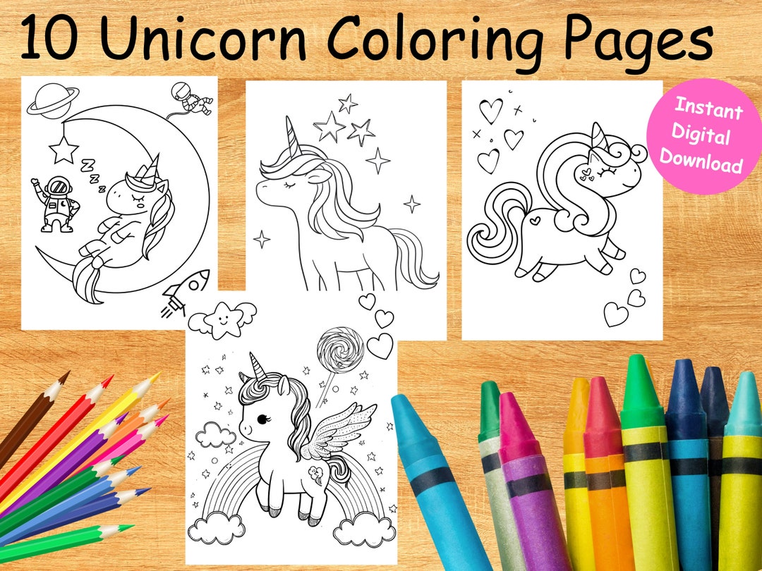 Cute Unicorn Coloring Pages for Kids Unicorn Coloring Pages - Etsy