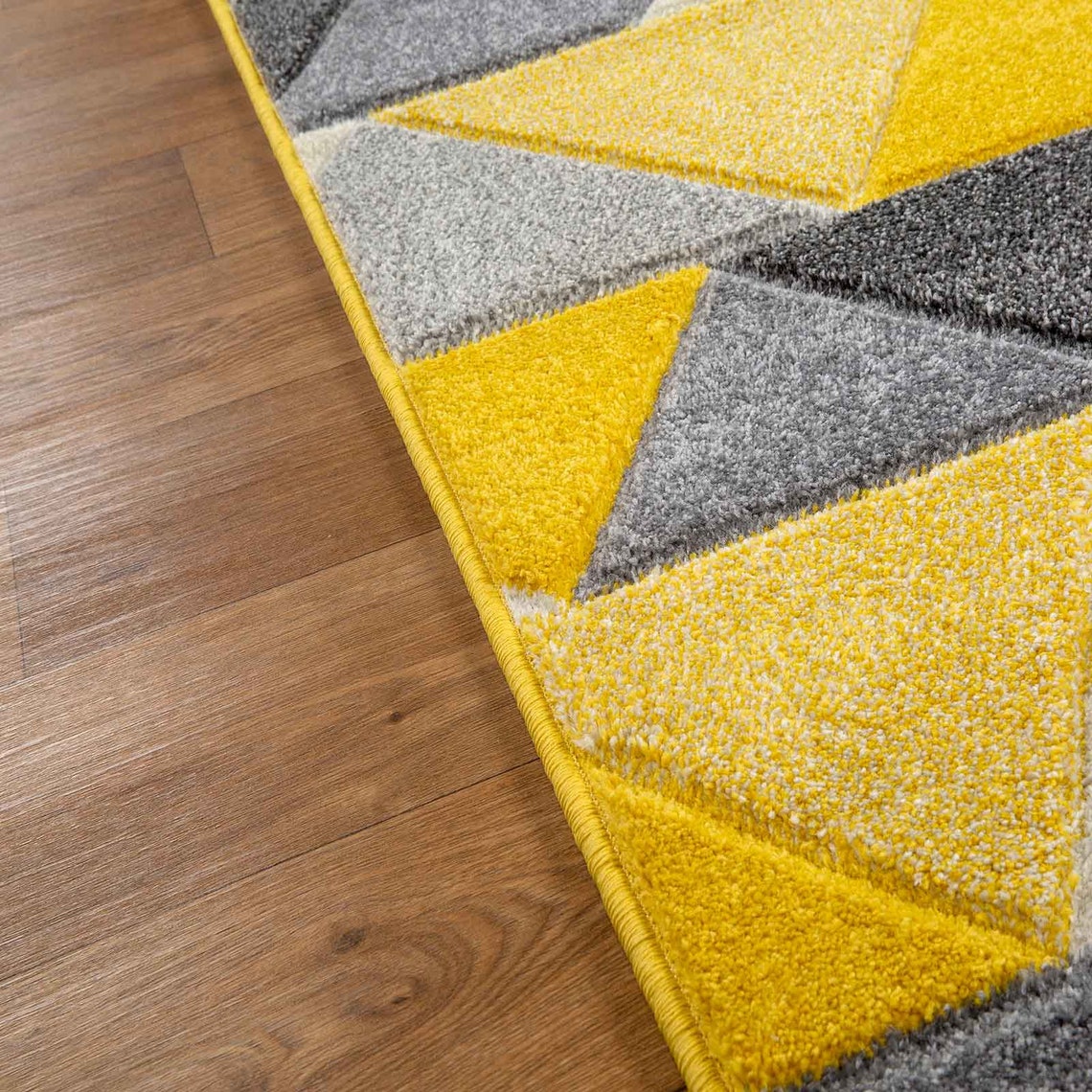 Oriental Portland 670J Yellow Grey Modern Geometric Pattern Rug for ...