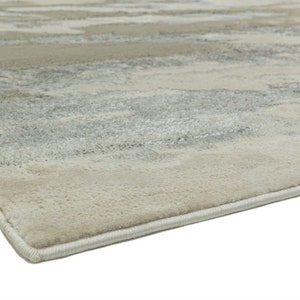 Silver and White Contemporary Pattern Rug Silver Cream Textured Living ...