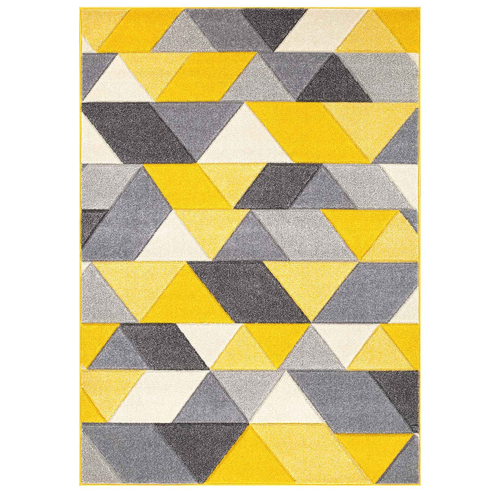 Oriental Portland 670J Yellow Grey Modern Geometric Pattern Rug for ...