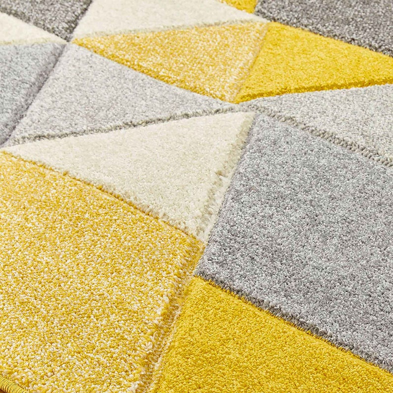 Oriental Portland 670J Yellow Grey Modern Geometric Pattern Rug for ...