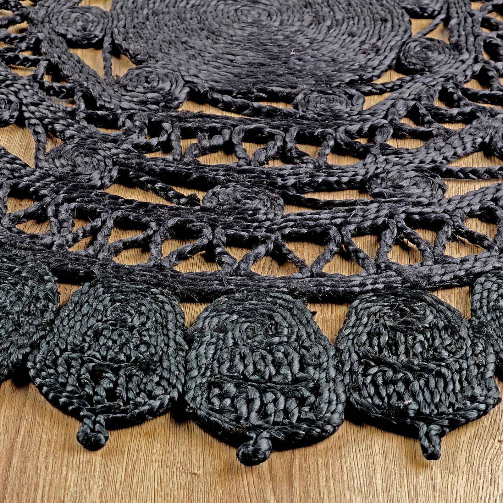 Oriental Zarla Black Round Jute Rug Handcrafted From 100% Jute - Etsy