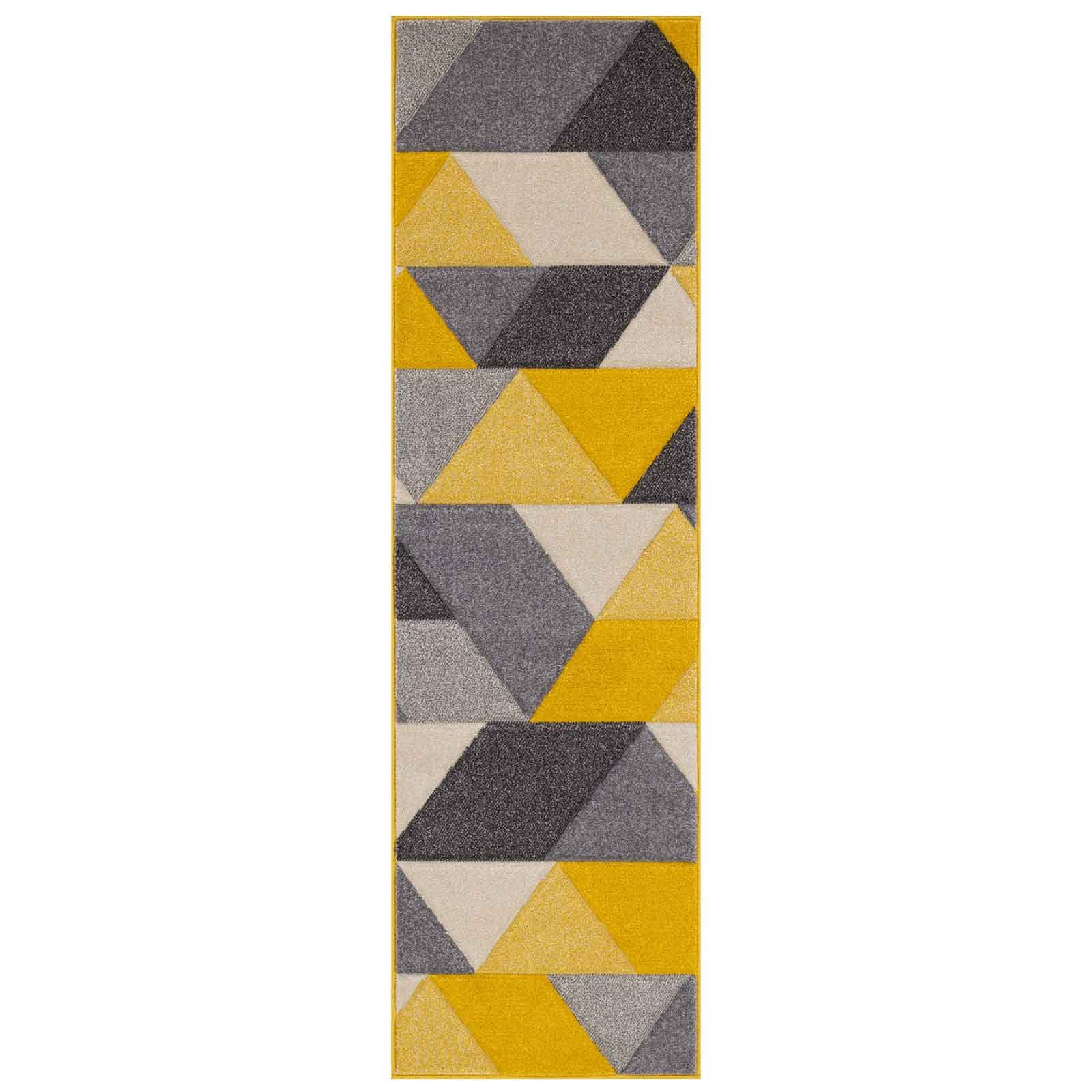 Oriental Portland 670J Yellow Grey Modern Geometric Pattern Rug for ...