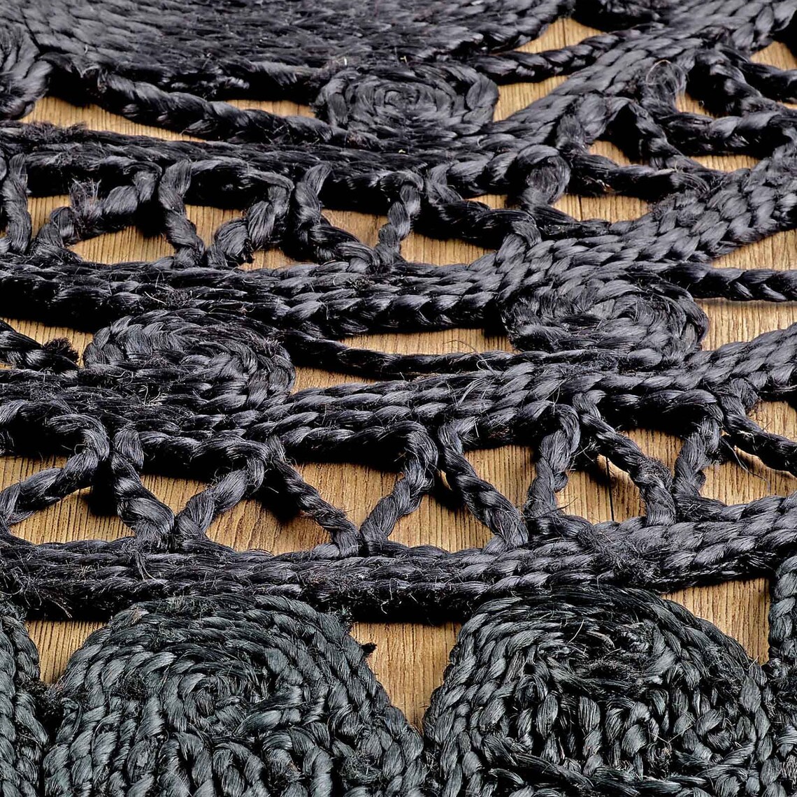 Oriental Zarla Black Round Jute Rug Handcrafted From 100% Jute - Etsy