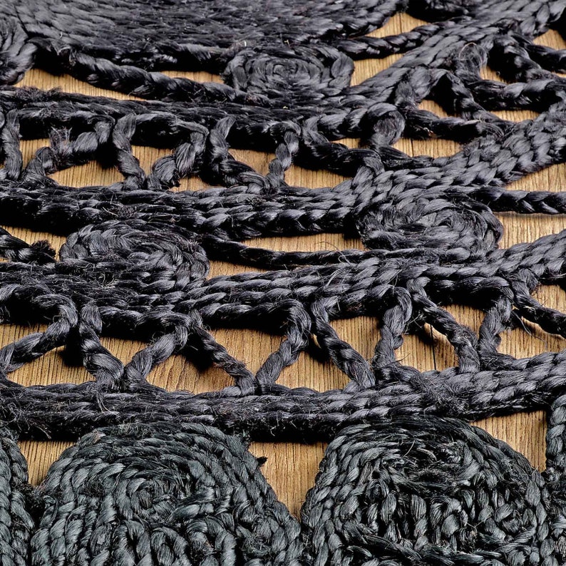 Oriental Zarla Black Round Jute Rug Handcrafted From 100% Jute - Etsy