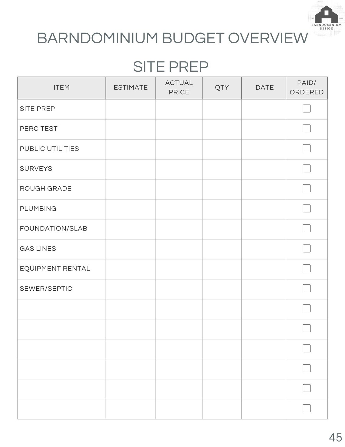Barndominium Budget Planner - Etsy