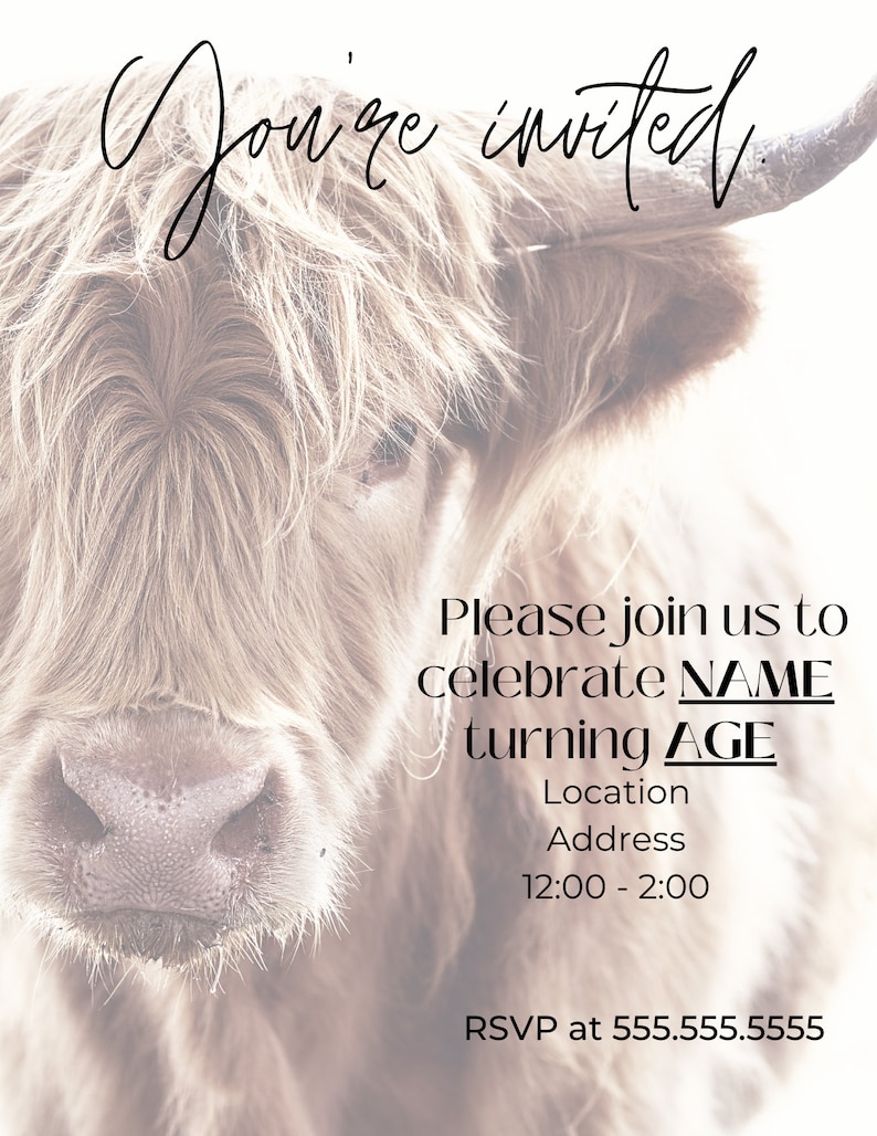 Highland Cow Party Invitation - Etsy