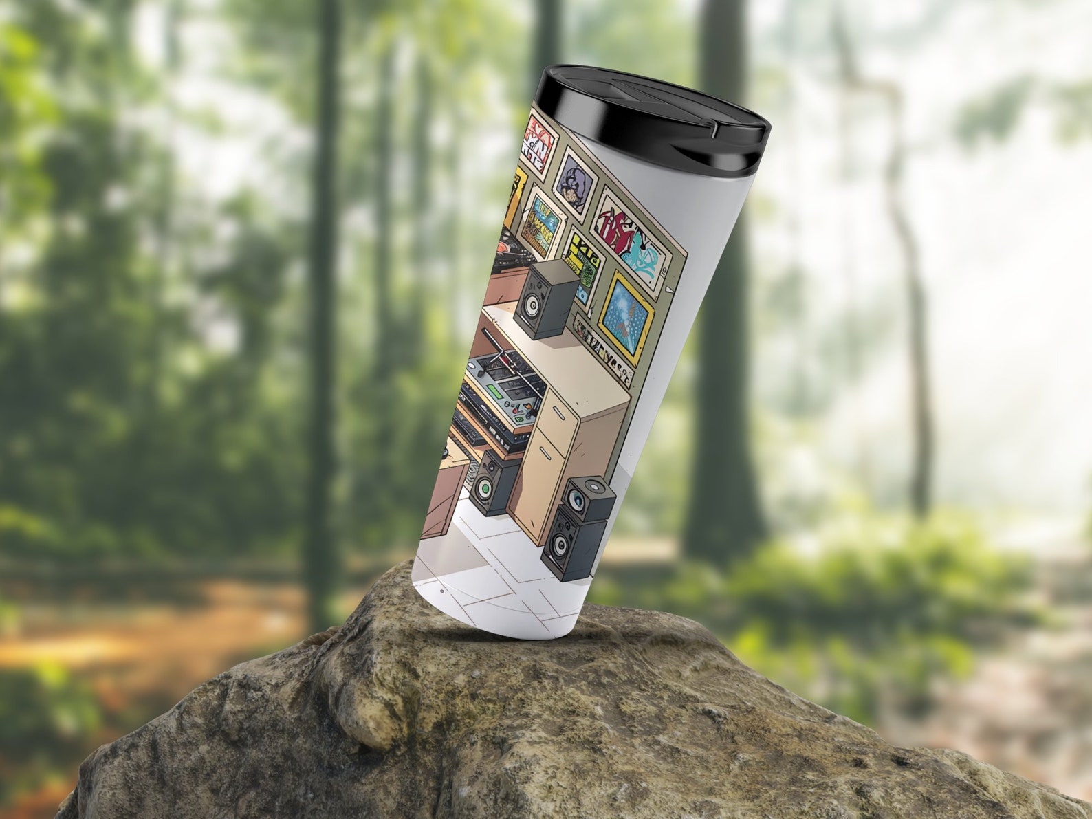 Retro DJ Booth Tumbler Design, Vinyl Records and Turntable 20 Oz ...
