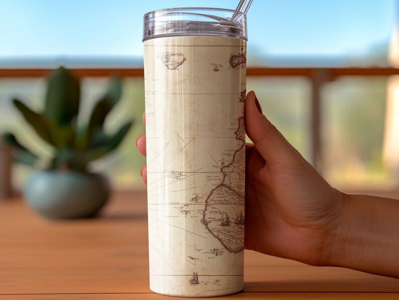 Vintage World Map 20 Oz Skinny Tumbler Sublimation Design, Antique ...