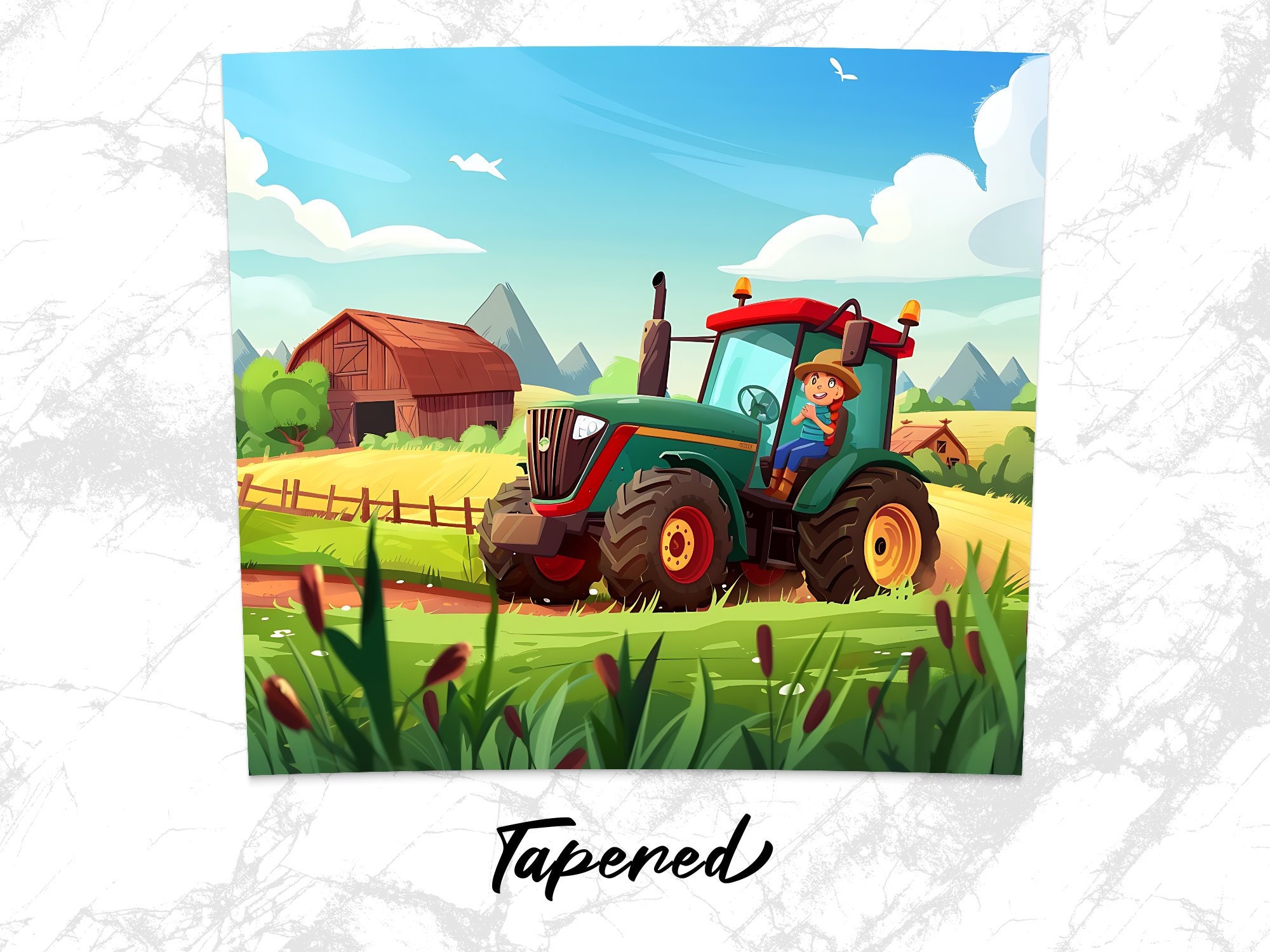 Kids Farm Tractor 20 Oz Skinny Tumbler Design, Cartoon Wrap, Digital ...