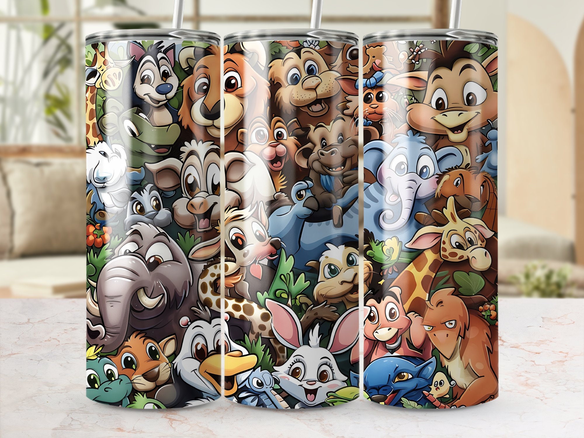 20oz Skinny Tumbler Sublimation Design, Straight & Tapered Animal Wrap ...