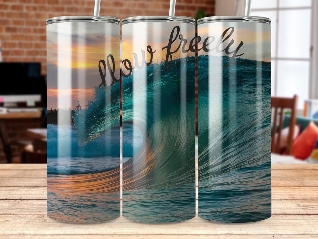 Flow Freely Ocean Wave 20oz Digital Tumbler Wrap PNG, High Quality 300 ...