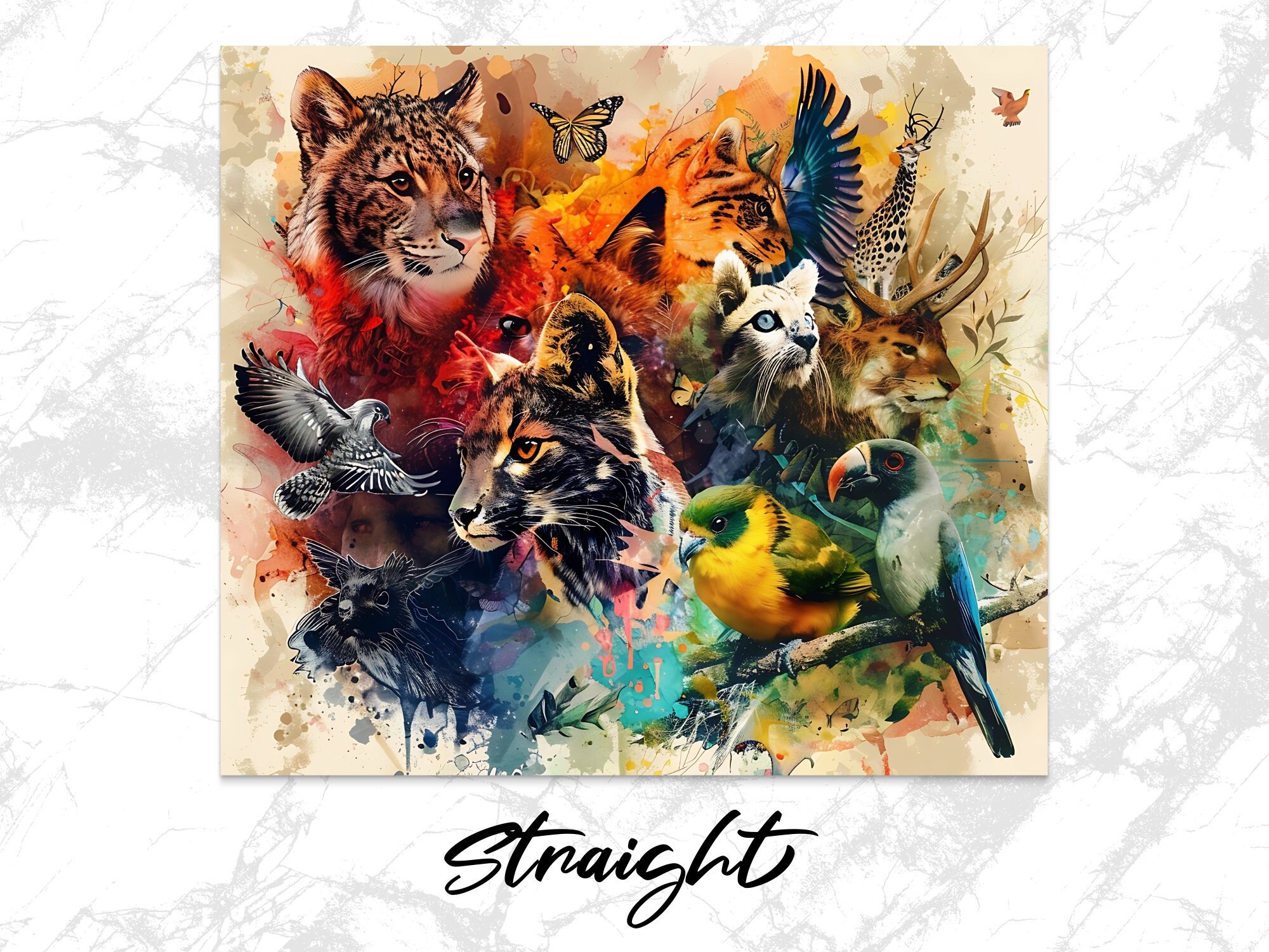 Colorful Wildlife Art 20 Oz Skinny Tumbler, Straight and Tapered ...