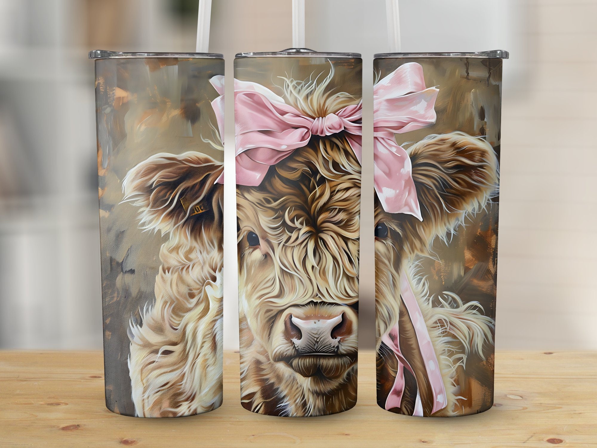 Highland Cow Tumbler Wrap Design, Straight and Tapered PNG, Cute Farm ...