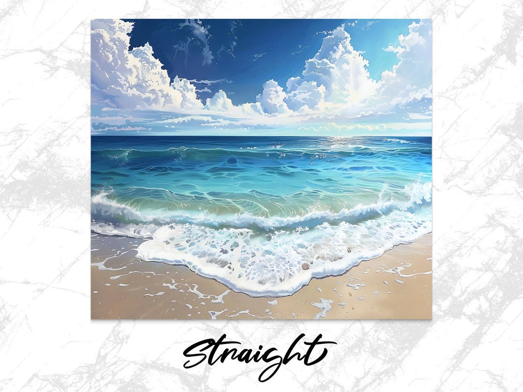 Beach Scene Tumbler 20oz Skinny Sublimation Design, Ocean Waves Wrap ...