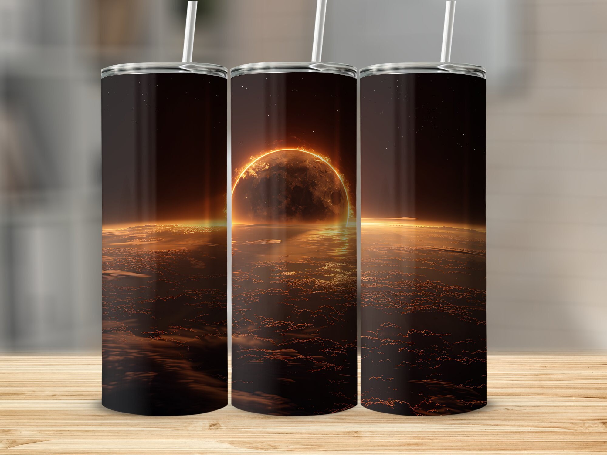20 Oz Skinny Tumbler Solar Eclipse Design, Scenic Celestial Event Wrap ...