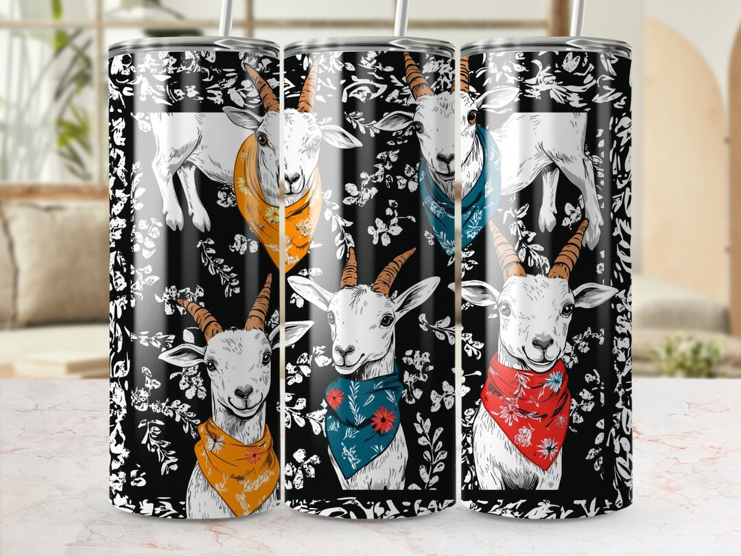 Goats in Bandanas 20 Oz Skinny Tumbler Design, Cute Farm Animal ...