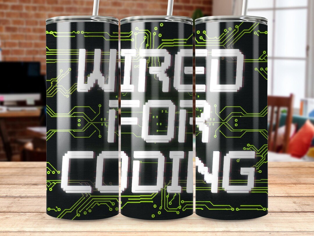 Wired for Coding 20oz Digital Tumbler Wrap PNG, Circuit Design, Geeky ...