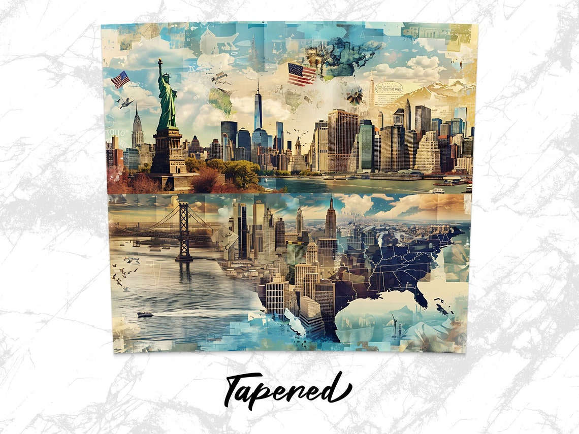 20 Oz Skinny Tumbler Wrap, New York City Collage, Digital Sublimation ...