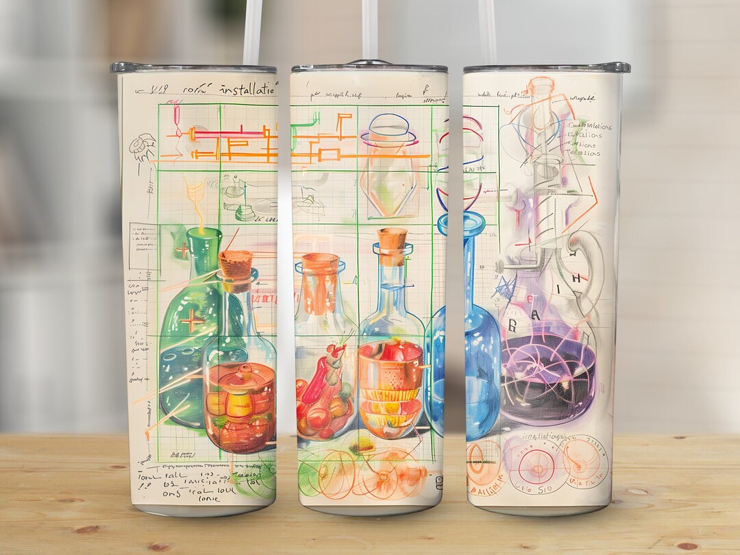 Colorful Chemistry Lab Digital Tumbler Wrap, Science Tumbler Design ...
