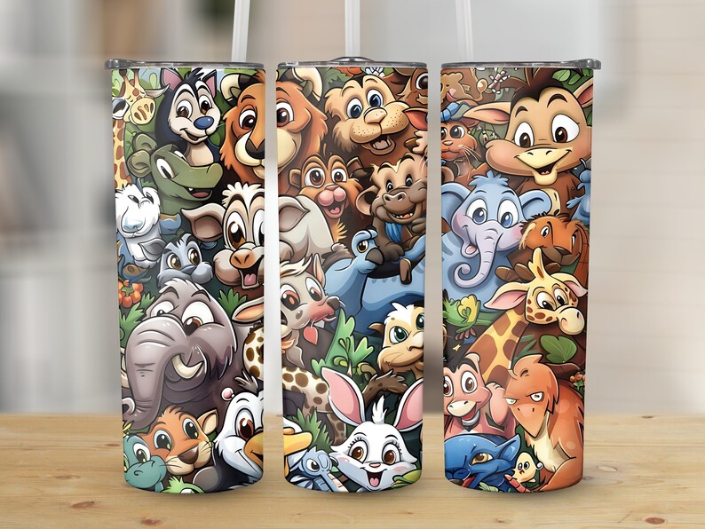 20oz Skinny Tumbler Sublimation Design, Straight & Tapered Animal Wrap ...