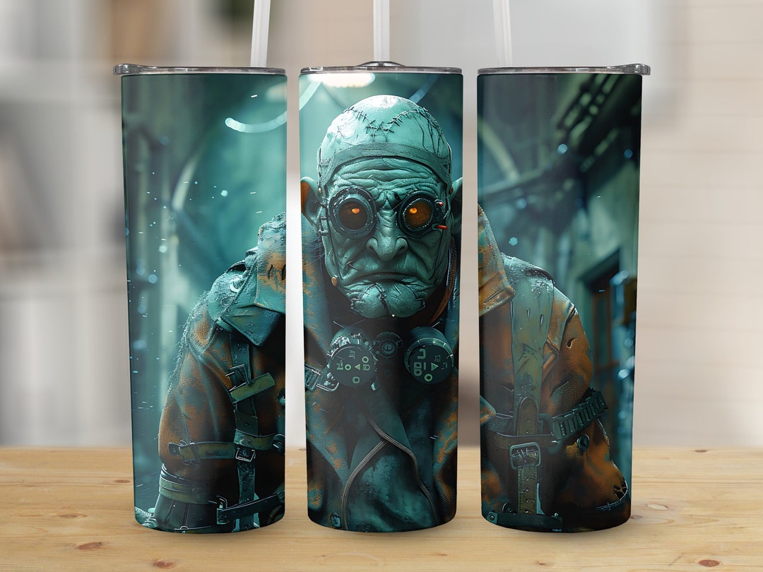 Steampunk Cyborg Digital Tumbler Design, PNG Wrap for Straight and ...
