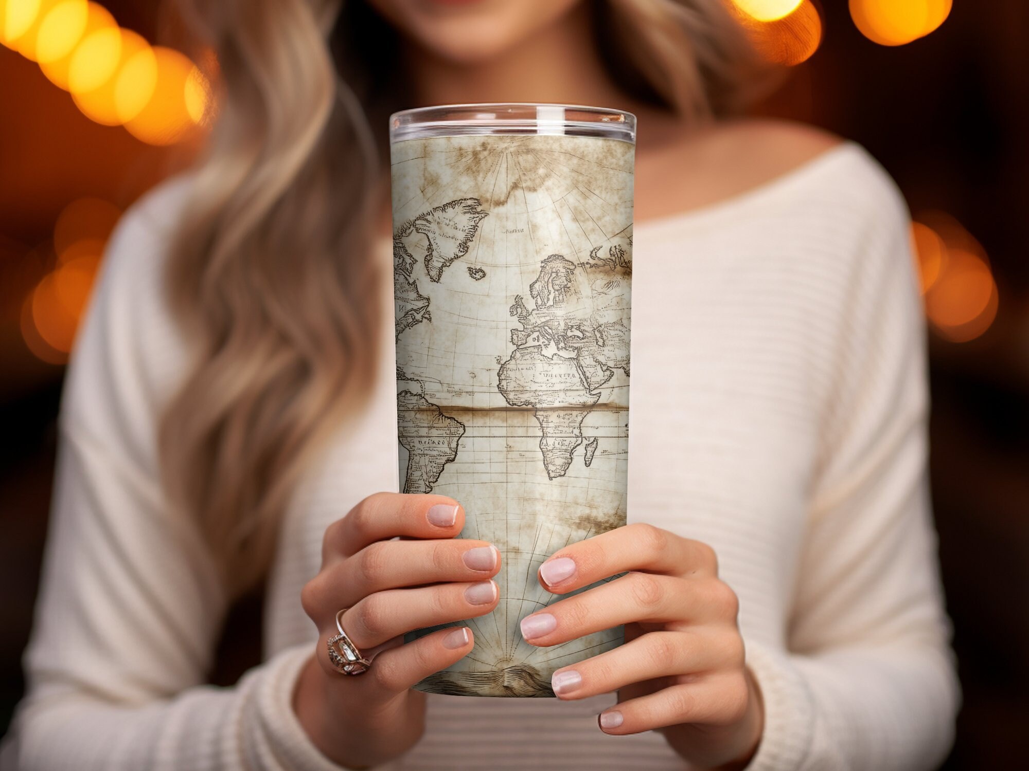 Vintage World Map Design, Old World Map Tumbler Art, Nautical Map ...