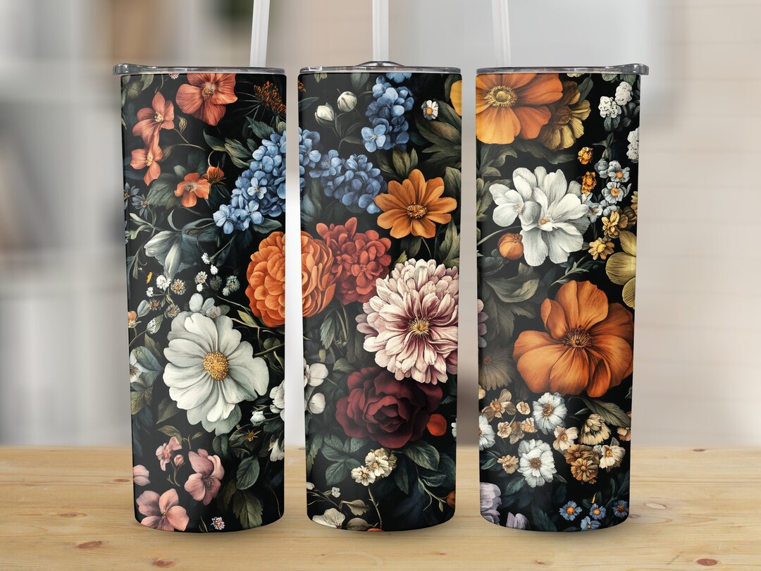 Floral 20oz Tumbler Wrap, Digital PNG Download, Flower Pattern Tumbler ...