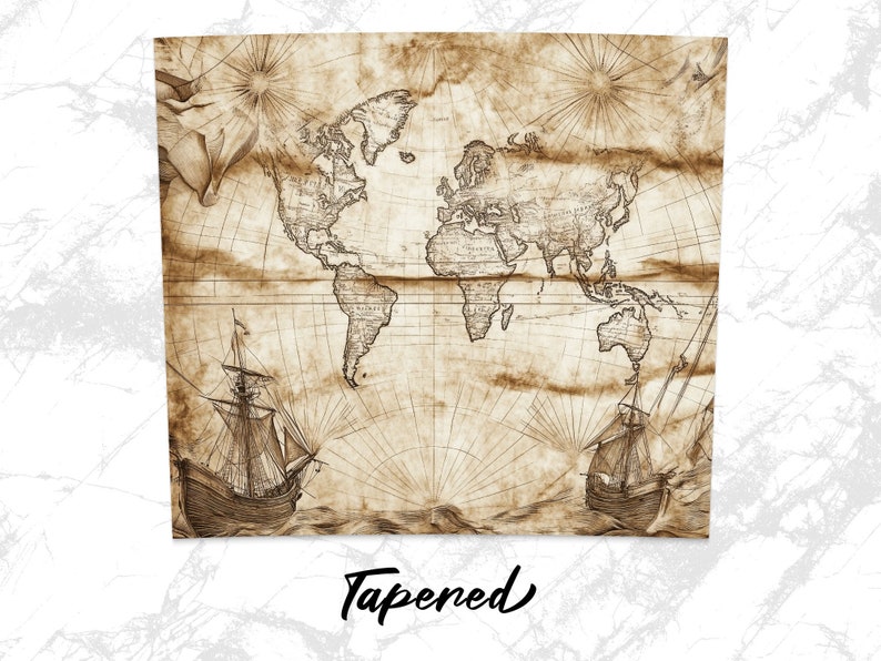 Vintage World Map Design, Old World Map Tumbler Art, Nautical Map ...