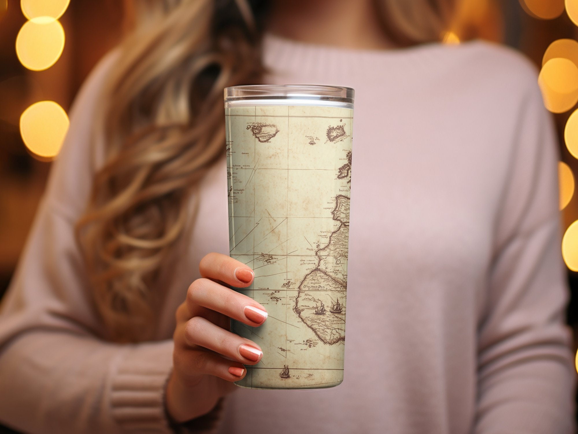 Vintage World Map 20 Oz Skinny Tumbler Sublimation Design, Antique ...